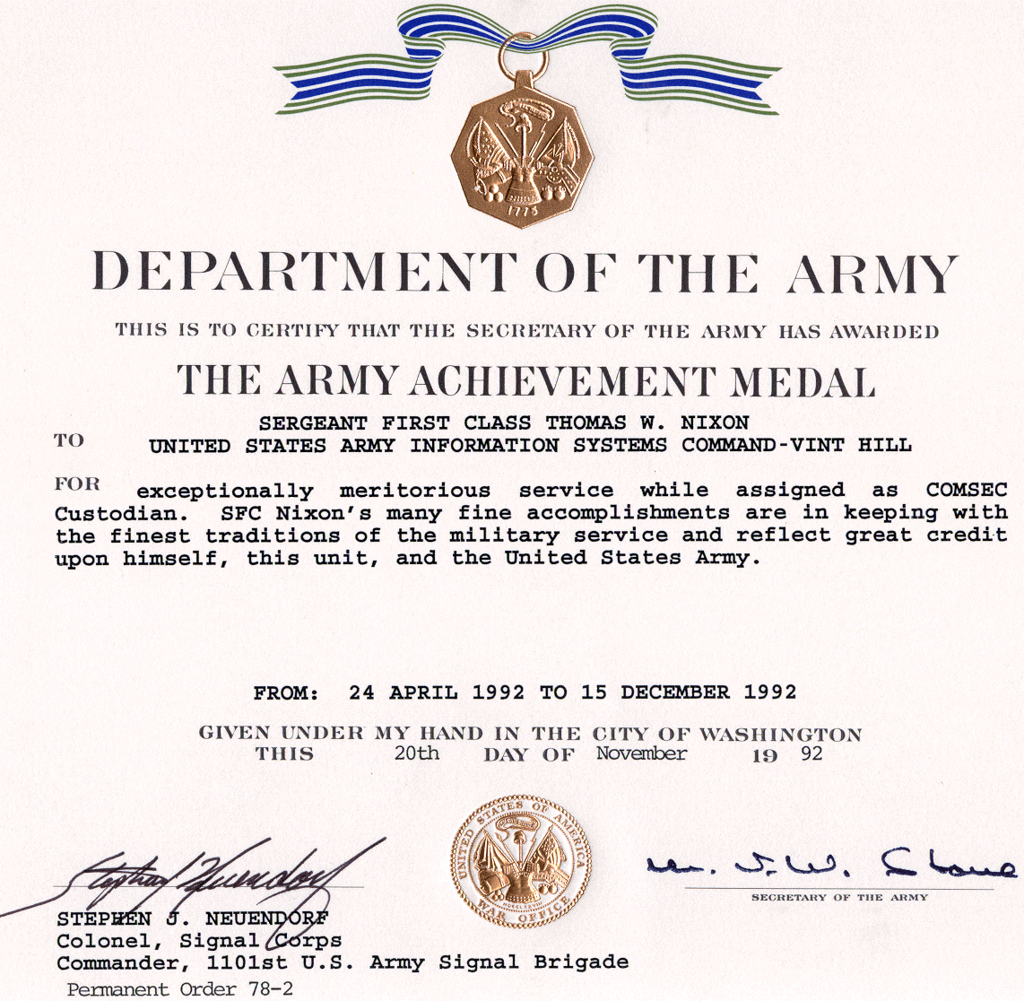 Army Achievement Medal Army Achievement Medal