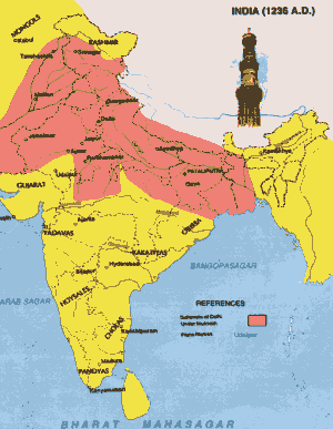 MAP-12: India 1236 A.D. and India under the Mugals 1707 A.D