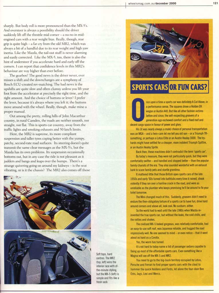 WHEELS Magazine MR2 vs MX5(MIATA) COMPARISON