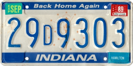 Indiana Passenger Plates 1945-2008