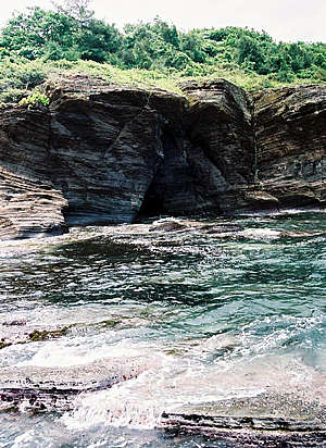 Stages in formation of Cave, Arch & Stack