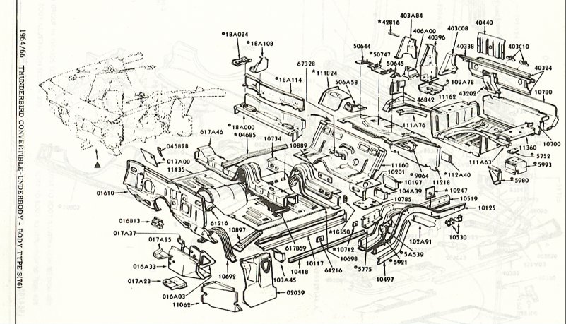 1958-1966 THUNDERBIRD BODY PARTS ILLUSTRATIONS