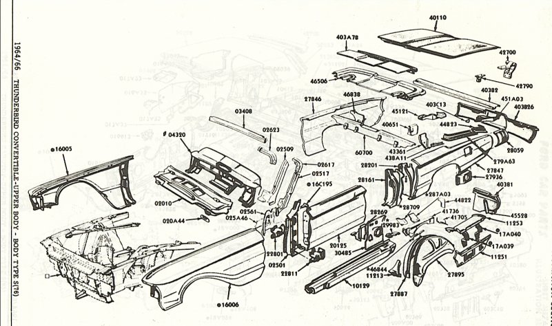1958-1966 THUNDERBIRD BODY PARTS ILLUSTRATIONS