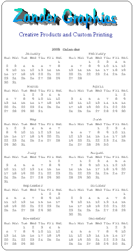 Zander Graphics - Products - Calendars